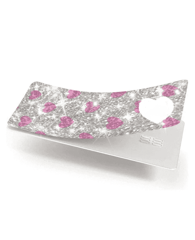 BRIGHT REFLECTIVE BACK INFORMATION SILVER PINK HEART LOVE – Exotix Card